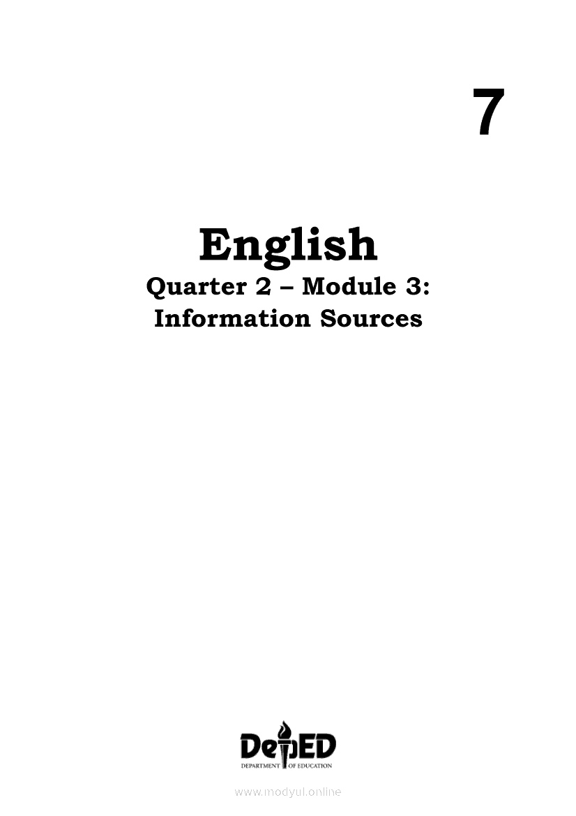 English 7 Quarter 2 Module 3 Information Sources Grade 7 Modules