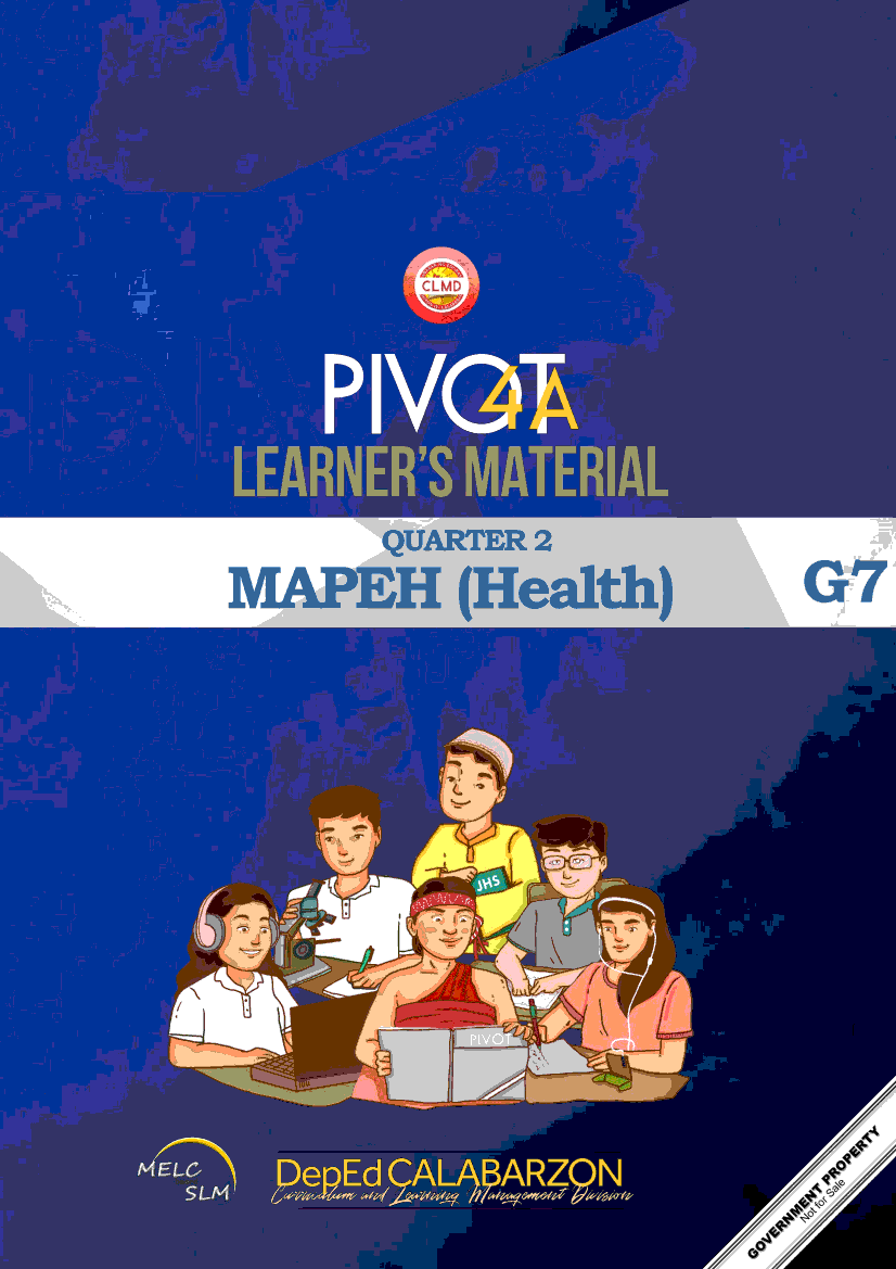 Health 7 Second Quarter Module PIVOT Grade 7 Modules Health 7 Second Quarter Module PIVOT Grade 7 Modules