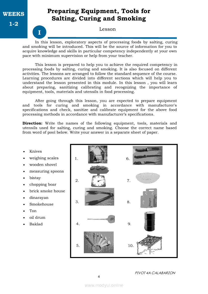 TLE 7 Food Processing Grade 7 Modules TLE 7 Food Processing Grade 7 Modules
